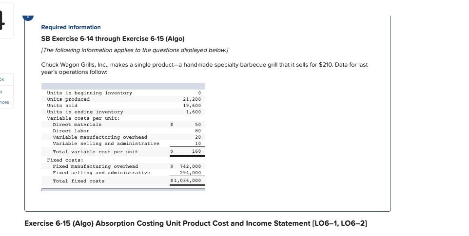 Solved Required information SB Exercise 6-14 through | Chegg.com