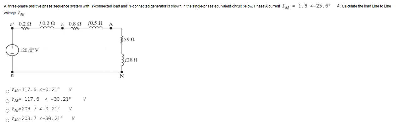 Solved A three-phase positive phase sequence system with | Chegg.com