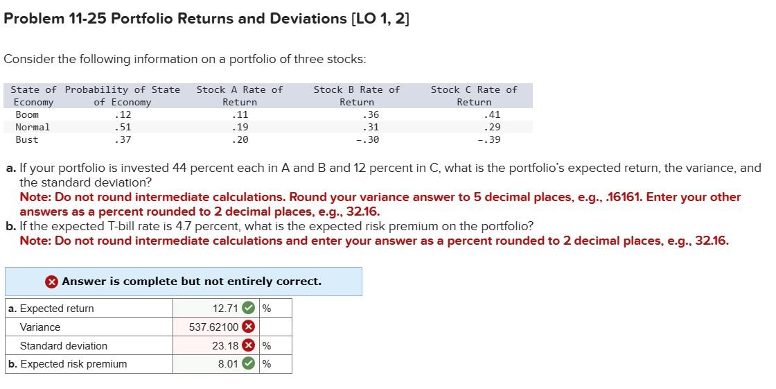 Solved Problem 11-25 Portfolio Returns and Deviations [LO 1, | Chegg.com