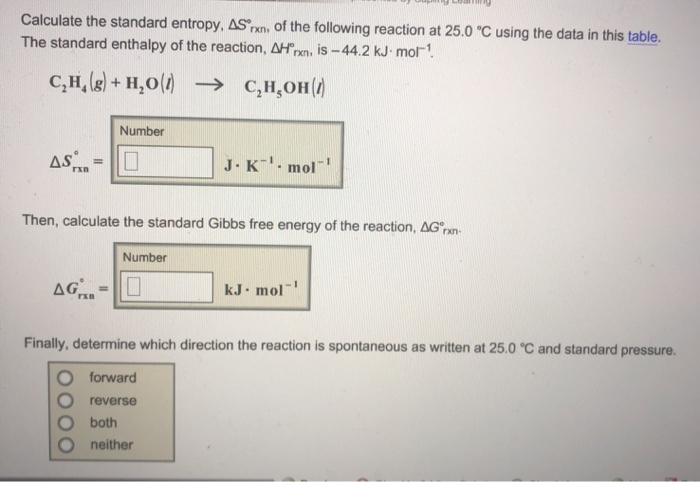 Solved Calculate the standard entropy, AS'm, of the | Chegg.com