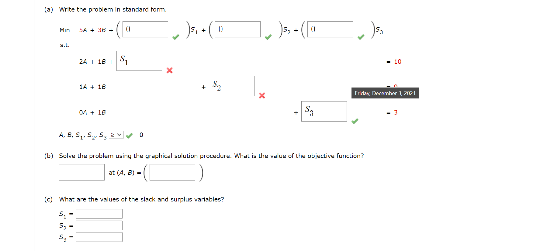 Solved Consider the linear program. 5A + 3B Min s.t. 2A + 1B | Chegg.com