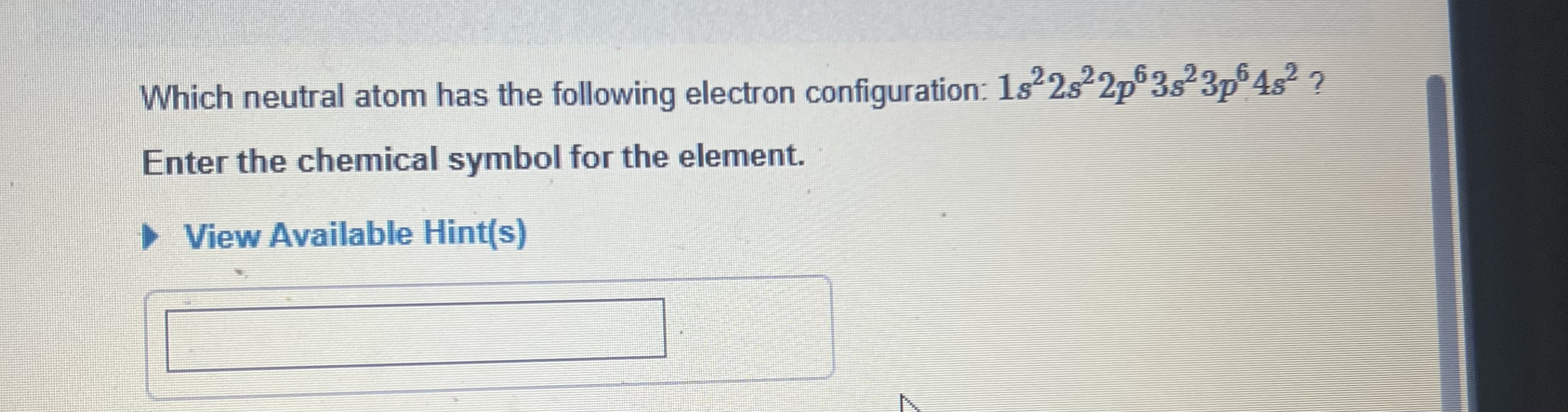 Solved Which neutral atom has the following electron | Chegg.com