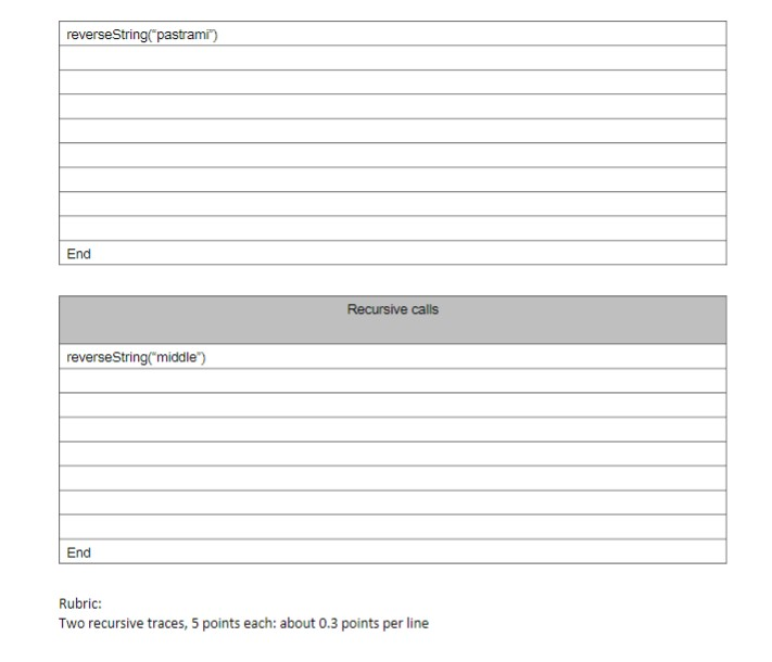 Solved 1. Recursive Tracing (10 points) Purpose: Perform a | Chegg.com