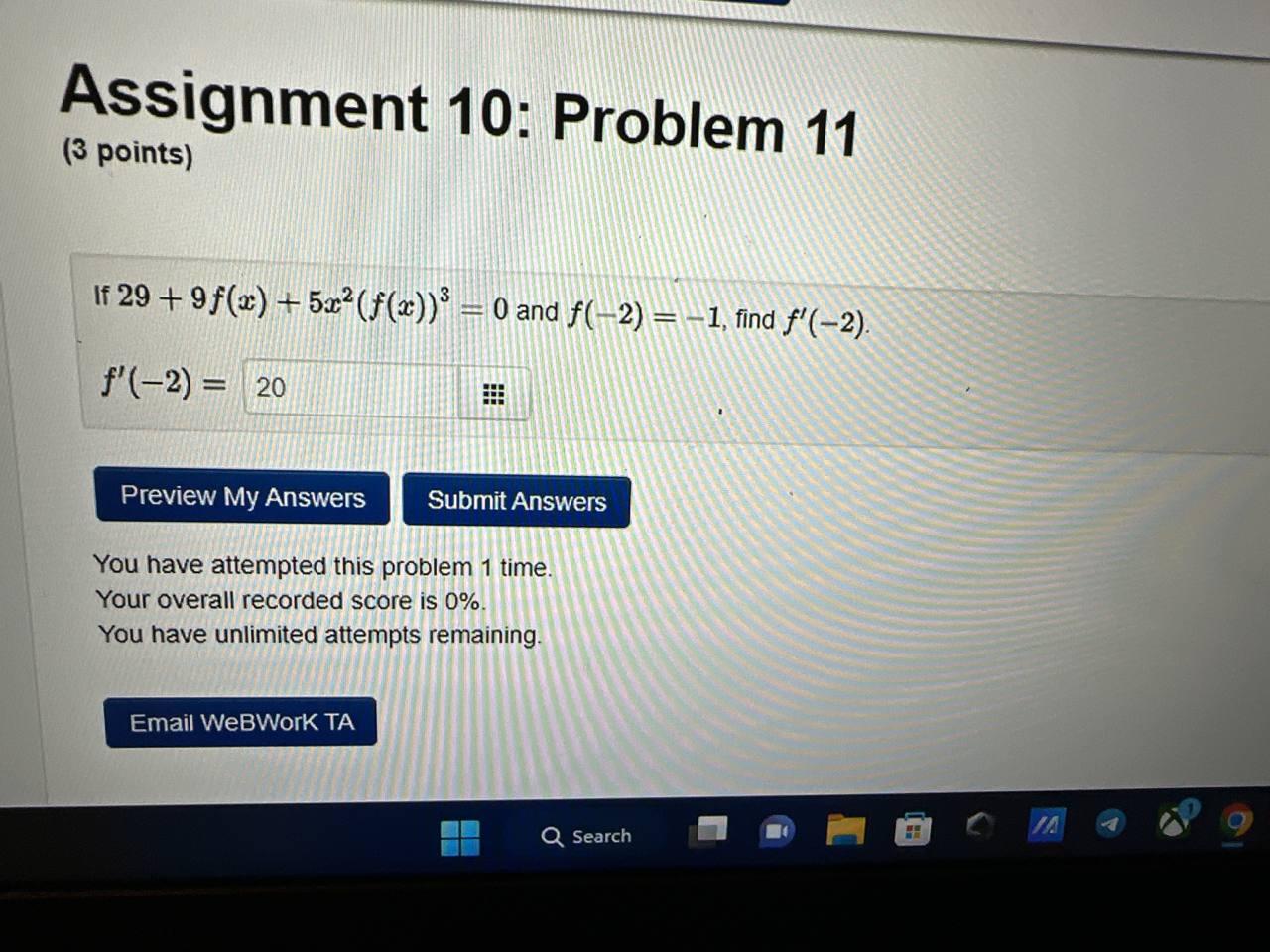 Solved Assignment 10: Problem 11 (3 points) If | Chegg.com