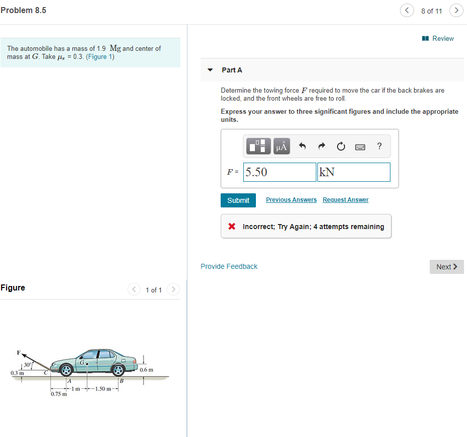 Solved Problem 8.5 8 of 11 > Review The automobile has a | Chegg.com
