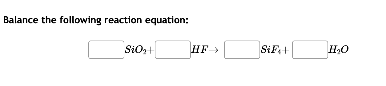 Solved Balance the following reaction equation: | Chegg.com
