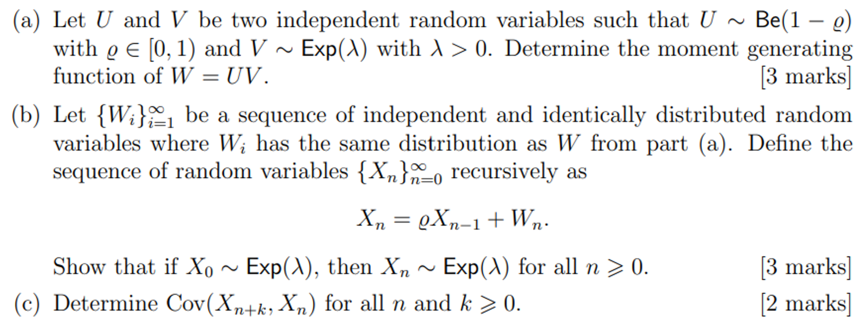 (a) Let U and V be two independent random variables | Chegg.com