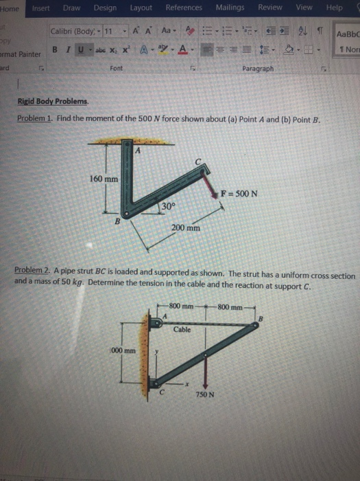 Solved Home Insert Draw Design Layout References Mailings | Chegg.com