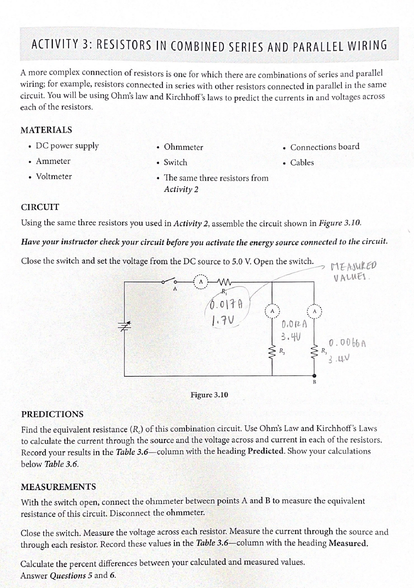 Solved ACTIVITY 3: RESISTORS IN COMBINED SERIES AND PARALLEL | Chegg.com