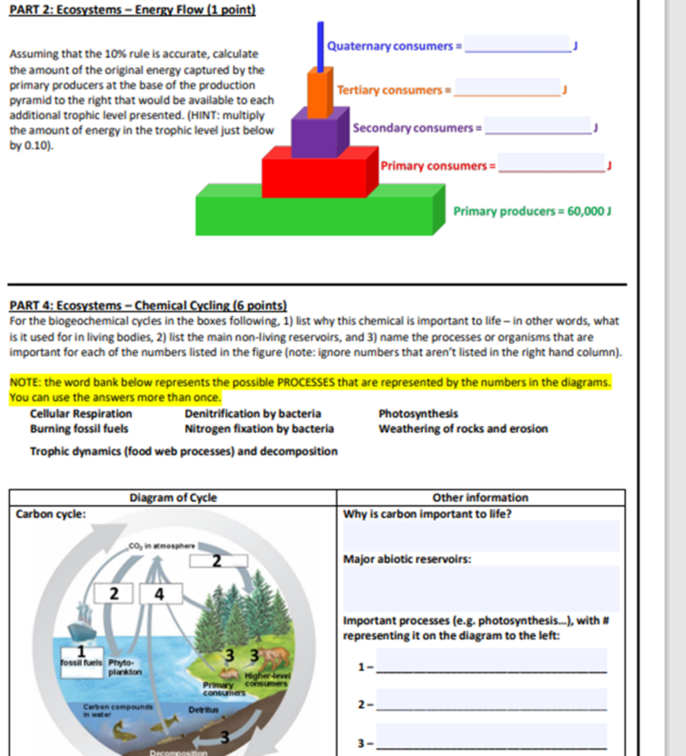 Solved PART 2: Ecosystems - Energy Flow (1 point) Assuming | Chegg.com