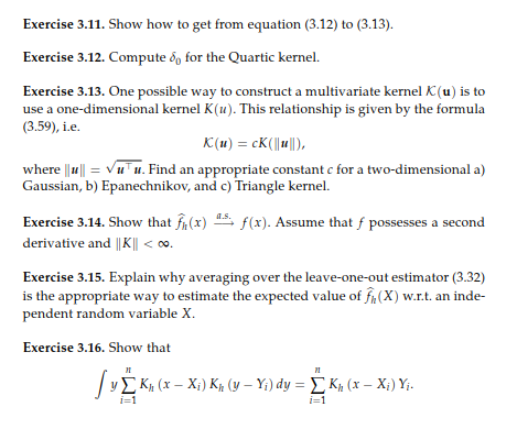 Solved Exercise 3.11. Show how to get from equation (3.12) | Chegg.com
