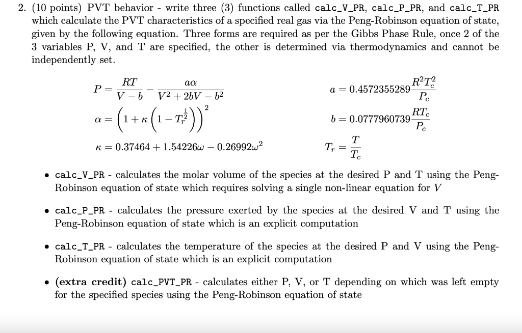 2. (10 points) PVT behavior - write three (3) | Chegg.com