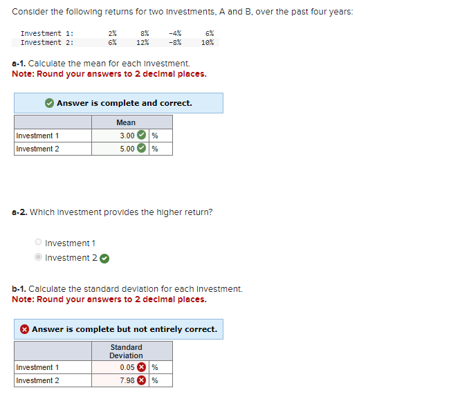 Solved Consider the following returns for two Investments, A | Chegg.com