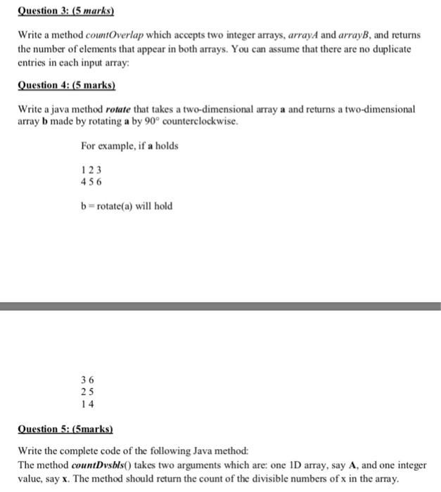 Solved Question 3: (5marks Write a method countOverlap which | Chegg.com