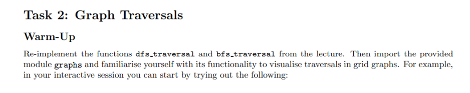 Task 2: Graph Traversals Warm-Up Re-implement the | Chegg.com
