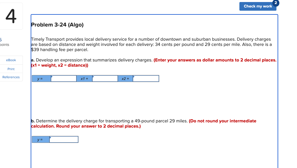 Solved Timely Transport provides local delivery service for | Chegg.com