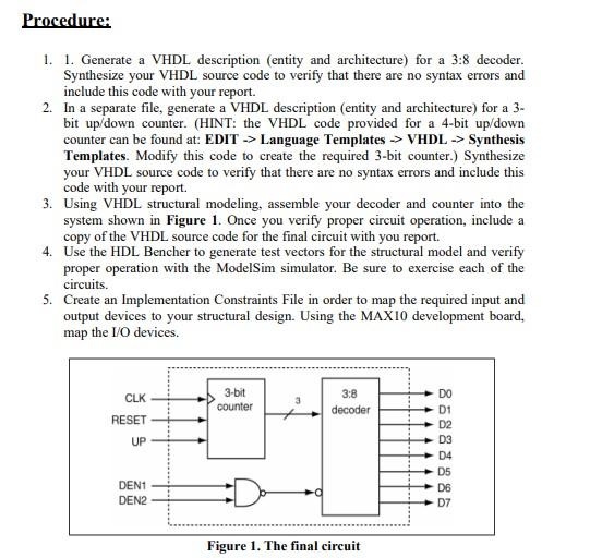 Write A Full Vhdl Code For Figure 1 And Follow The