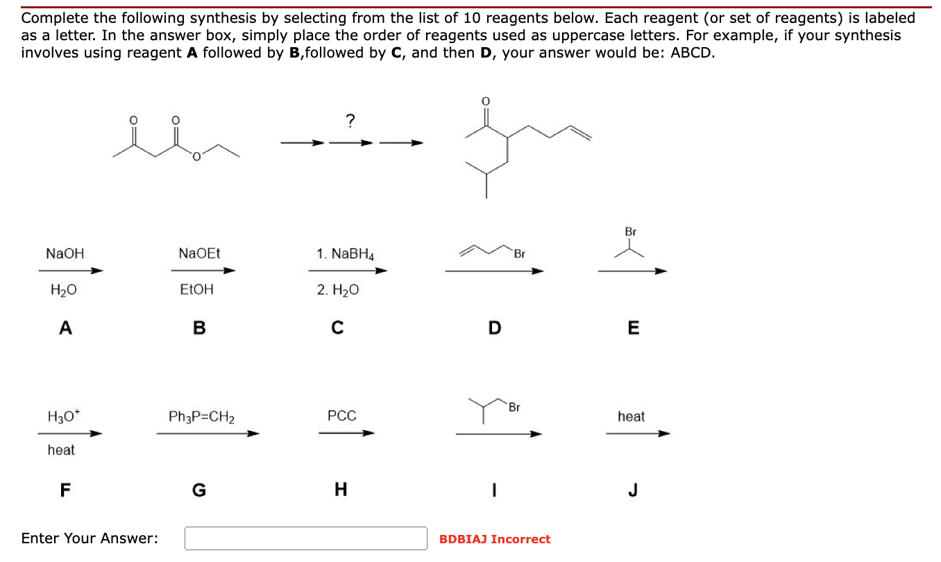 Solved Complete the following synthesis by selecting from | Chegg.com