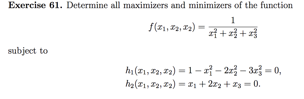 Solved Exercise 61. Determine all maximizers and minimizers | Chegg.com