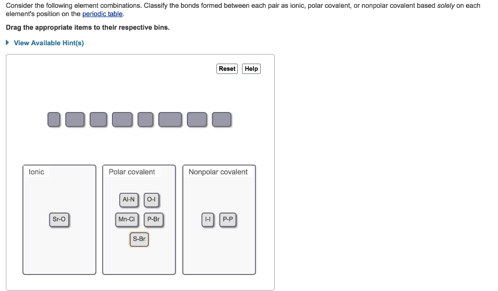 Solved Consider the following element combinations. Classify | Chegg.com