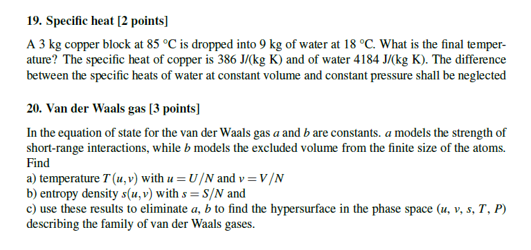 Solved 19. Specific heat [2 points] A 3 kg copper block at | Chegg.com