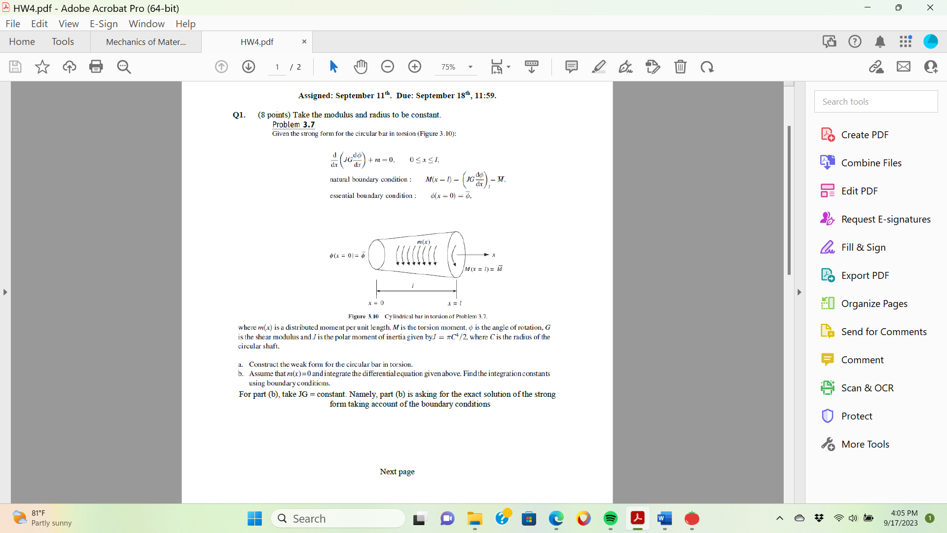 Solved In using integration by parts, where | Chegg.com