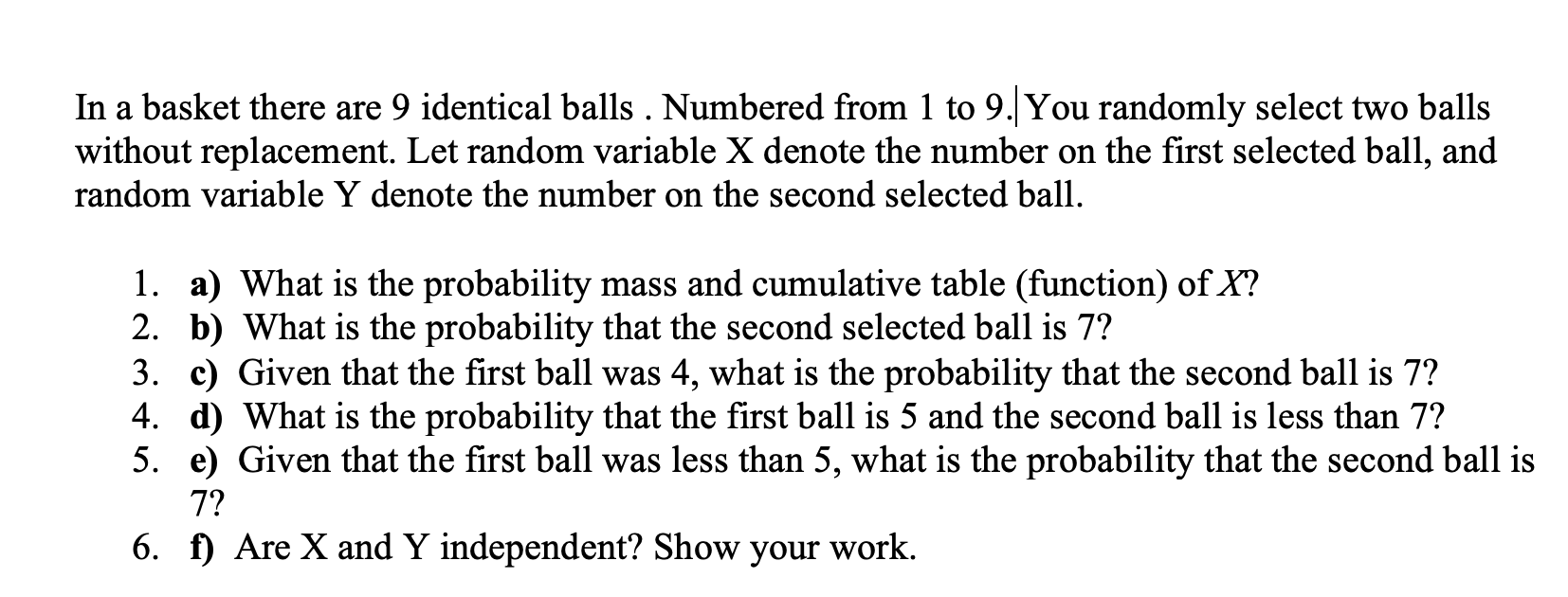 Solved In a basket there are 9 identical balls . Numbered | Chegg.com
