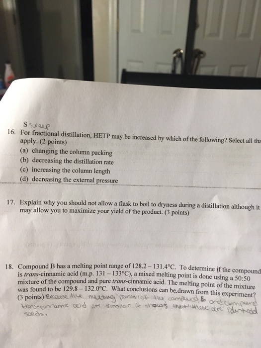 Solved 16. For fractional distillation, HETP may be | Chegg.com