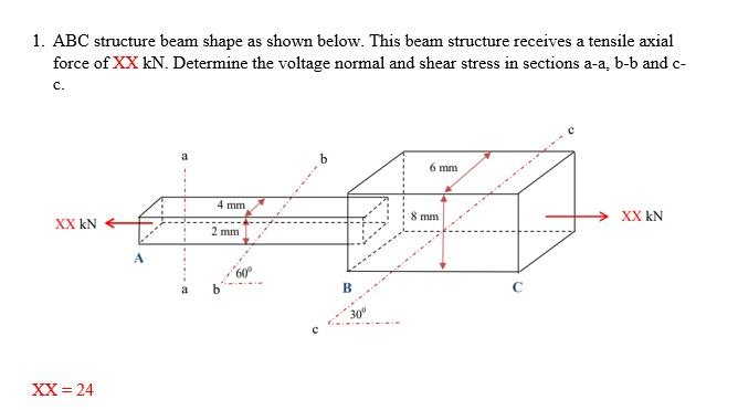 Solved 1. ABC structure beam shape as shown below. This beam | Chegg.com