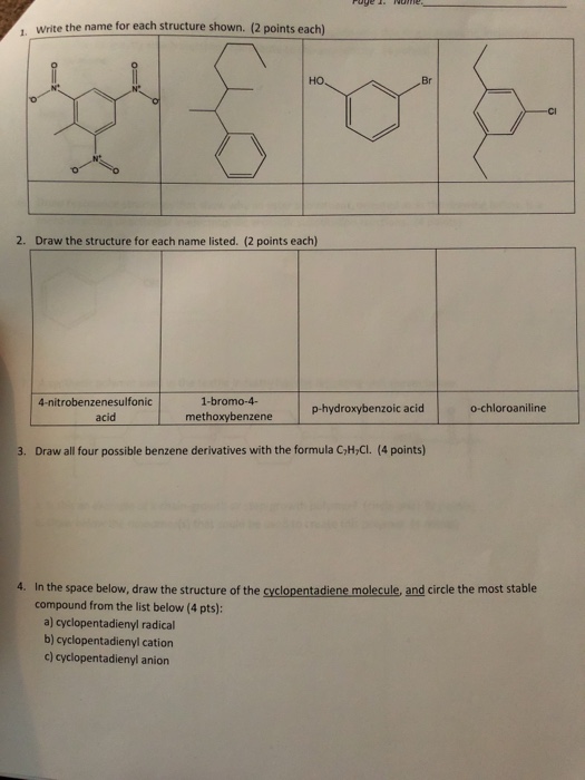 Solved 1. Write the name for each structure shown. (2 points | Chegg.com
