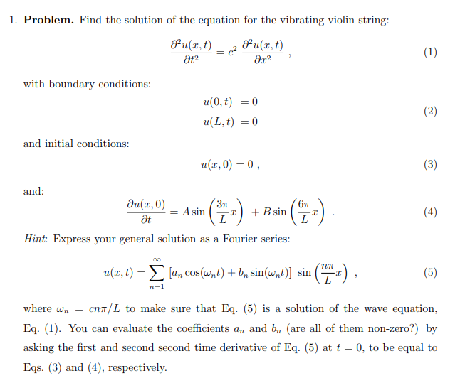 Solved 1. Problem. Find the solution of the equation for the | Chegg.com