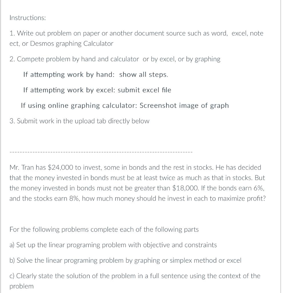 Solved Instructions: 1. Write out problem on paper or | Chegg.com
