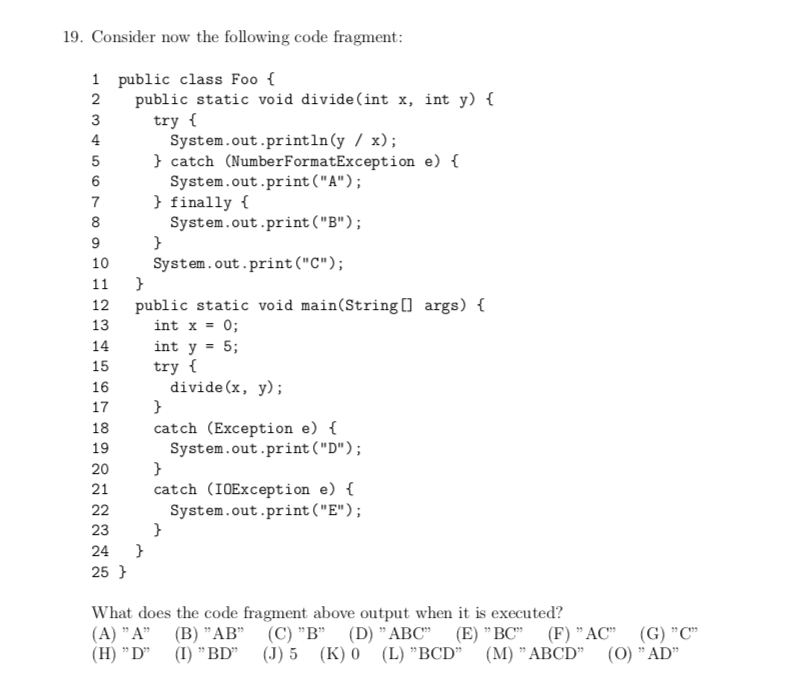 Solved 19. Consider now the following code fragment: 1 | Chegg.com