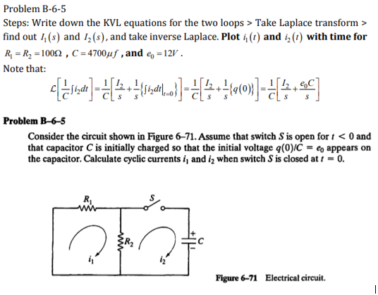 Solved Problem B-6-5 Steps: Write down the KVL equations for | Chegg.com