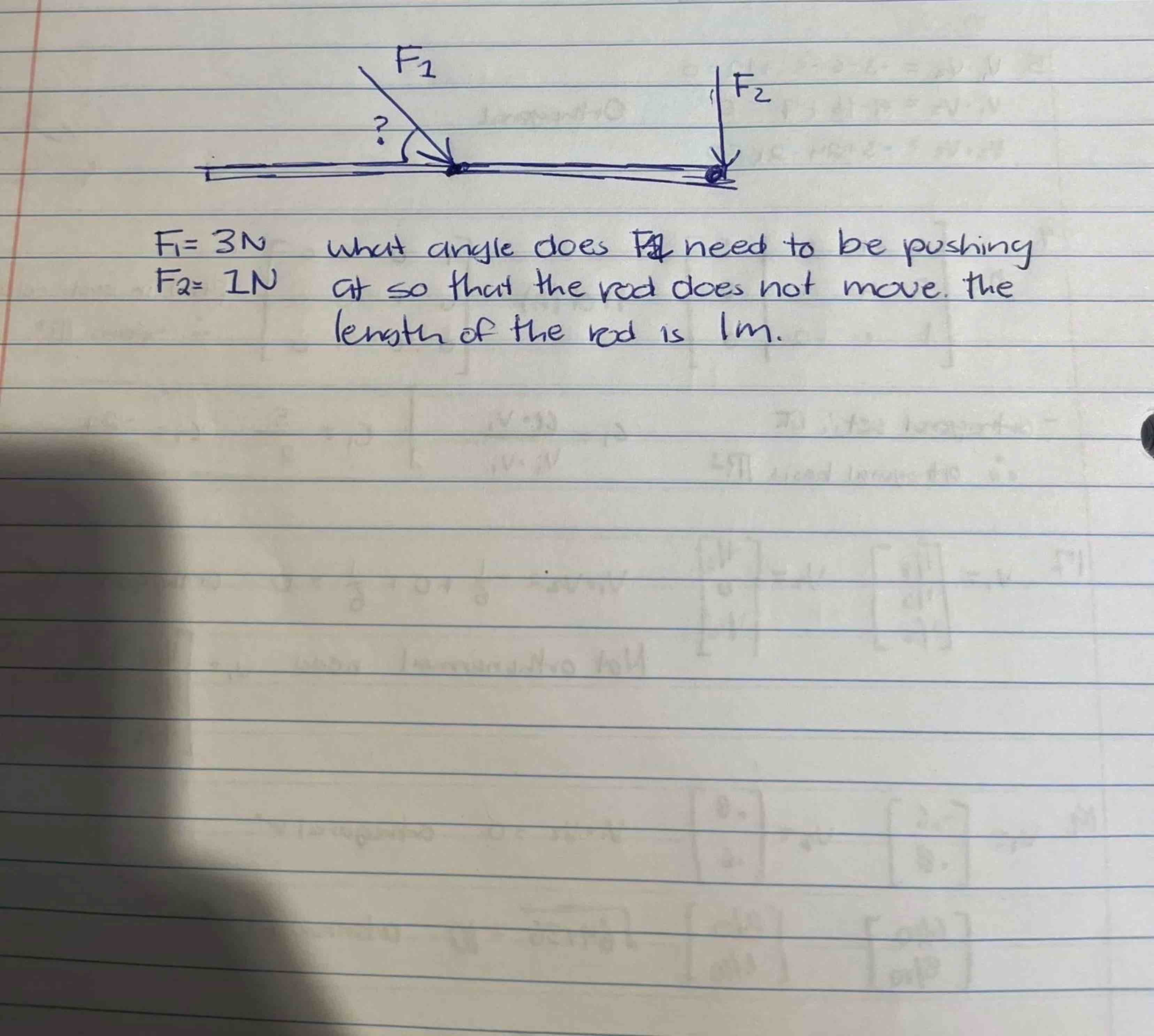 Solved F1=3N F2=1Nat ﻿what angle does F1 ﻿need to be | Chegg.com