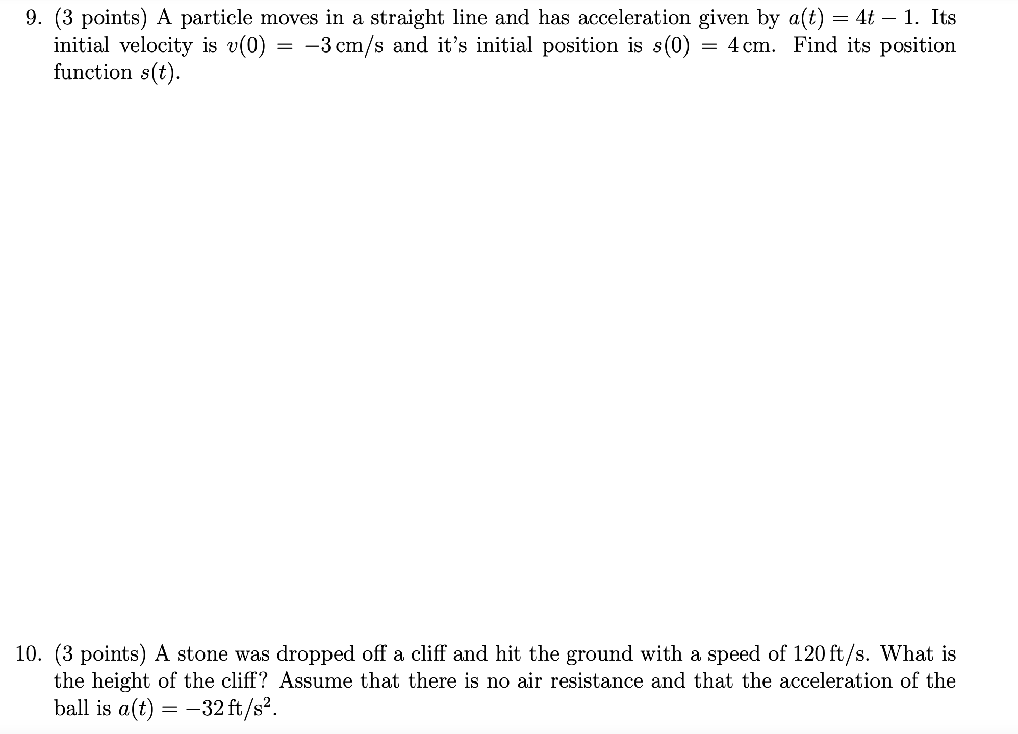 Solved 9. (3 points) A particle moves in a straight line and | Chegg.com