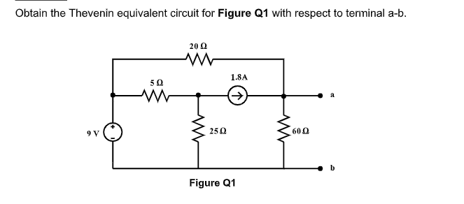 Solved Obtain the Thevenin equivalent circuit for Figure Q1 | Chegg.com