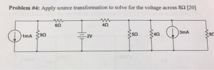 Solved Apply source transformation to solve for the voltage | Chegg.com