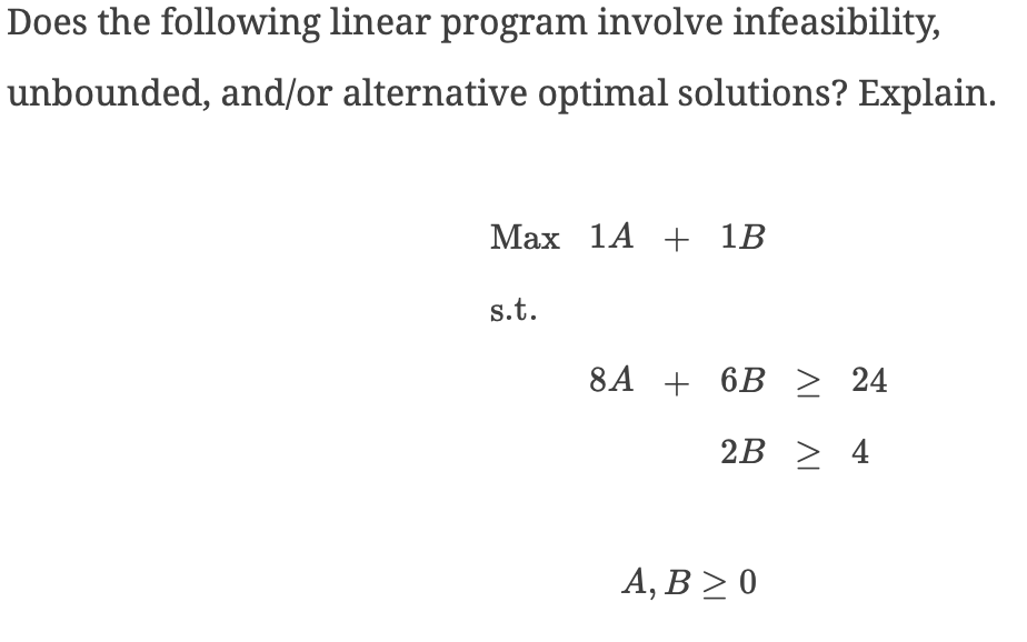 Solved Does the following linear program involve | Chegg.com