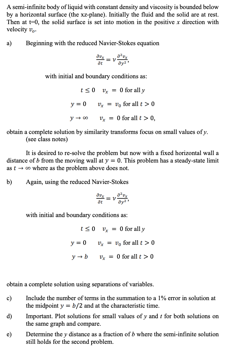 Solved A semi-infinite body of liquid with constant density | Chegg.com