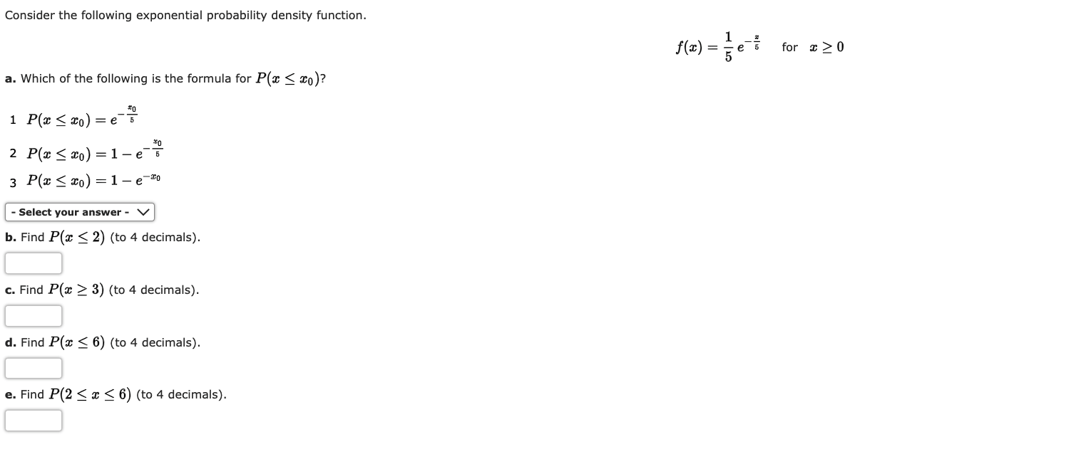 Solved Consider the following exponential probability | Chegg.com
