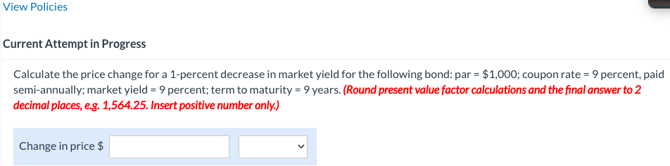 Solved Calculate the price change for a 1-percent decrease | Chegg.com