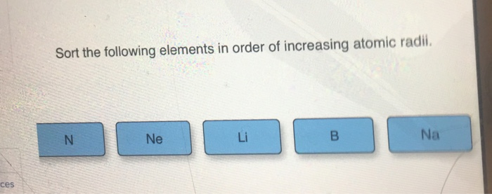 Solved Sort the following elements in order of increasing | Chegg.com