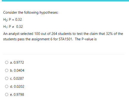 Solved Consider the following hypotheses: | Chegg.com