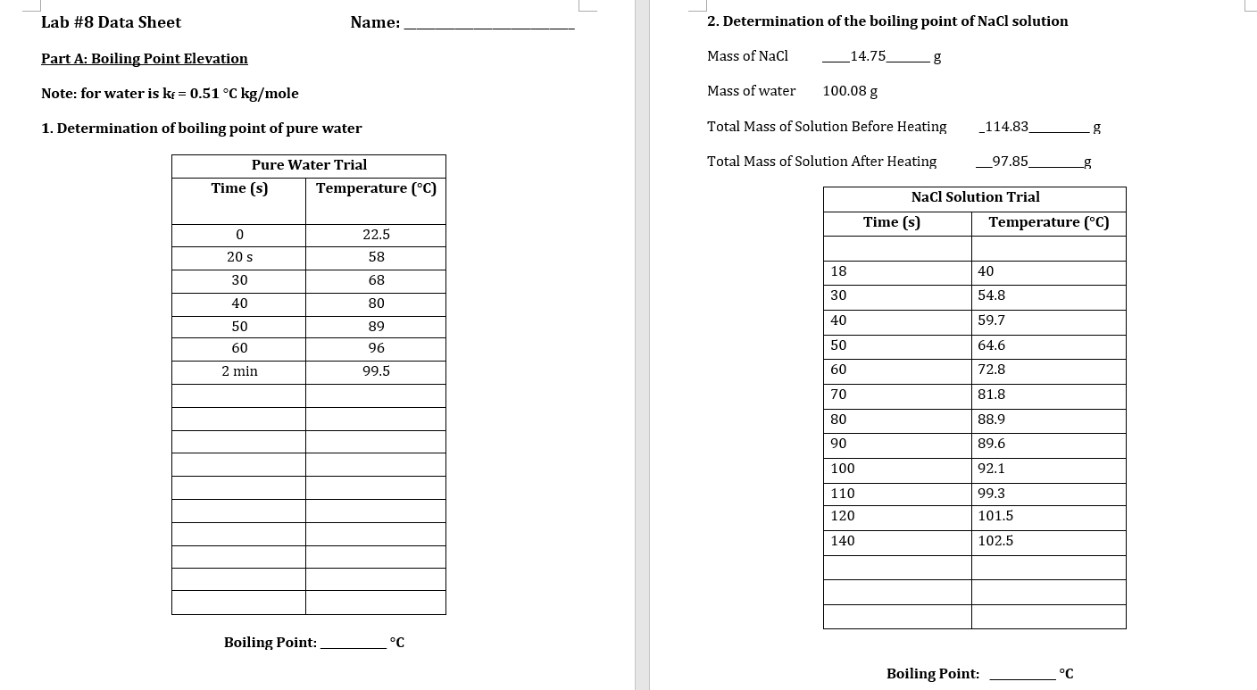 Solved Experimental: TABLE 1: VAN'T HOFF FACTORS OF SEVERAL | Chegg.com