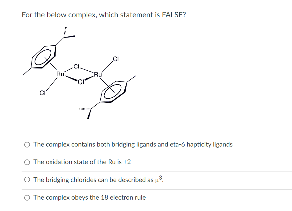 Solved For the below complex, which statement is FALSE? The | Chegg.com