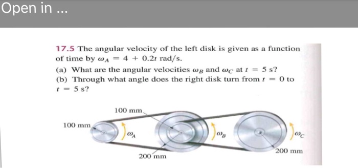 Solved The angular velocity of the left disk is given as a | Chegg.com