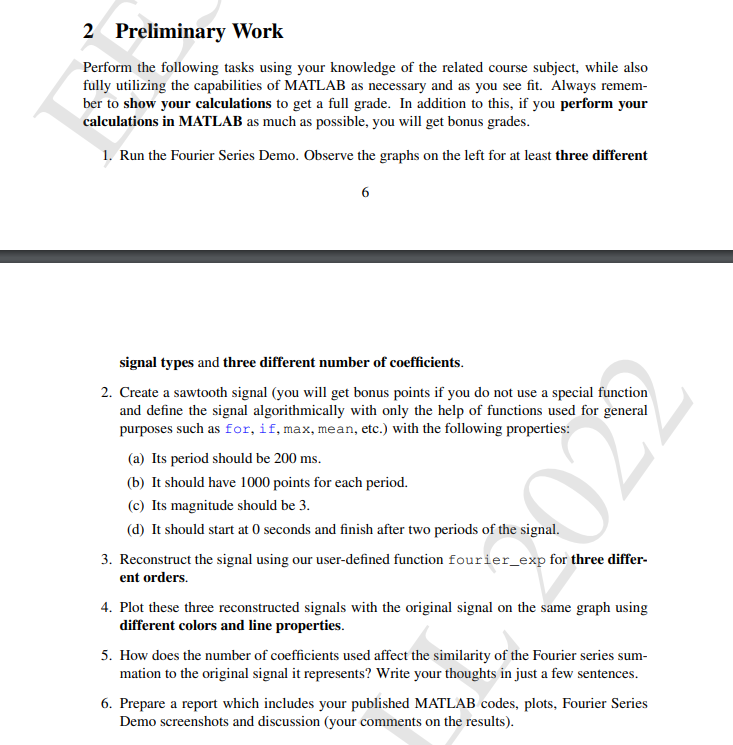 2 Preliminary Work Perform the following tasks using | Chegg.com