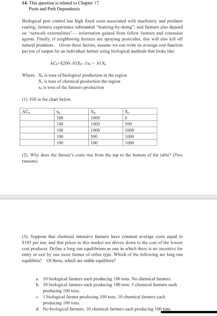 Solved 14. This question is related to Chapter 17. Pests and | Chegg.com