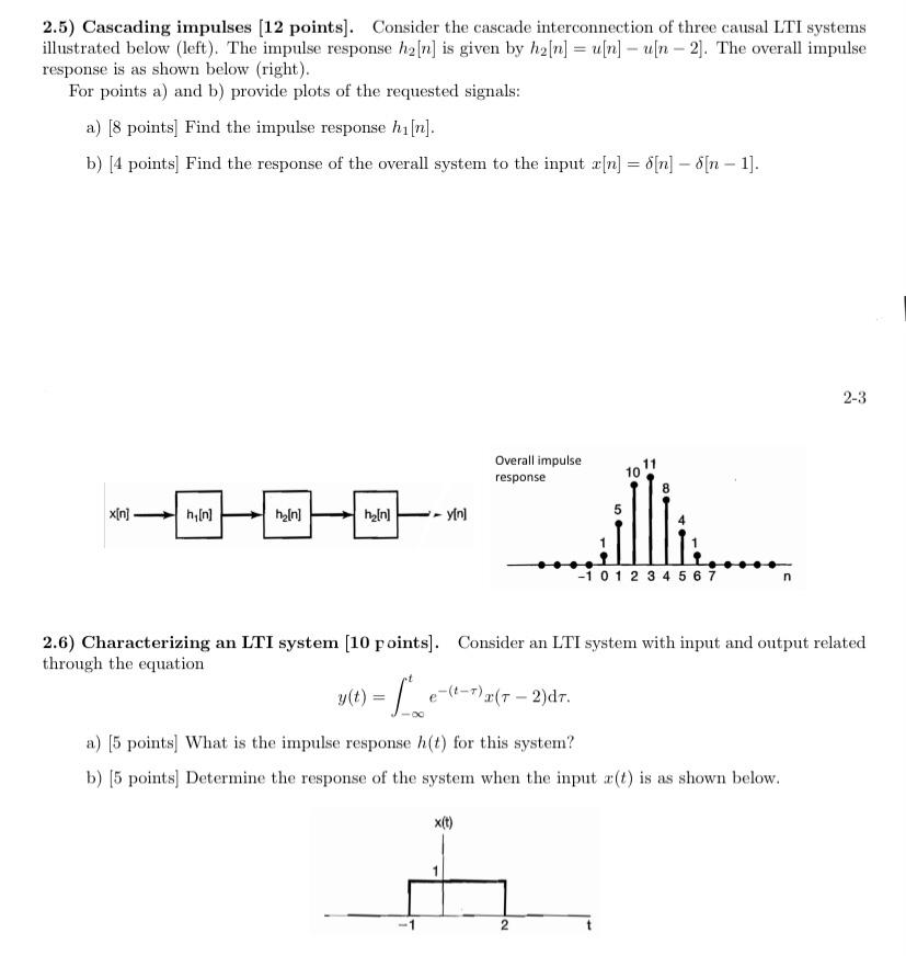 Solved 2.5) Cascading impulses [12 points]. Consider the | Chegg.com